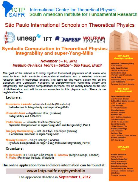 Ictp Saifr Symbolic Computation In Theoretical Physics Integrability And Super Yang Mills