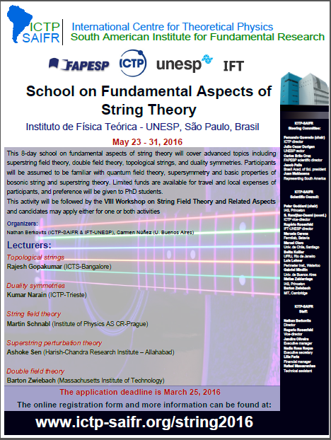 ICTP – SAIFR » School on Fundamental Aspects of String Theory