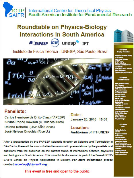ICTP – SAIFR » Roundtable on Physics-Biology Interactions in South America
