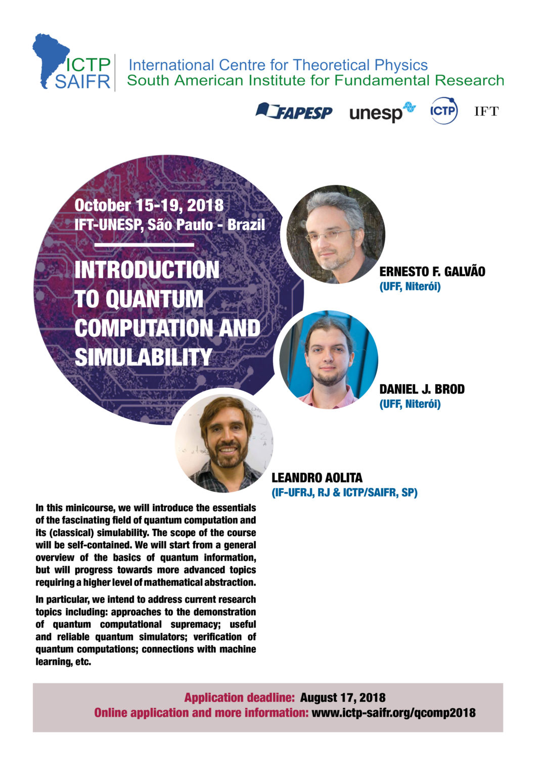 ICTP – SAIFR » Introduction to quantum computation and simulability