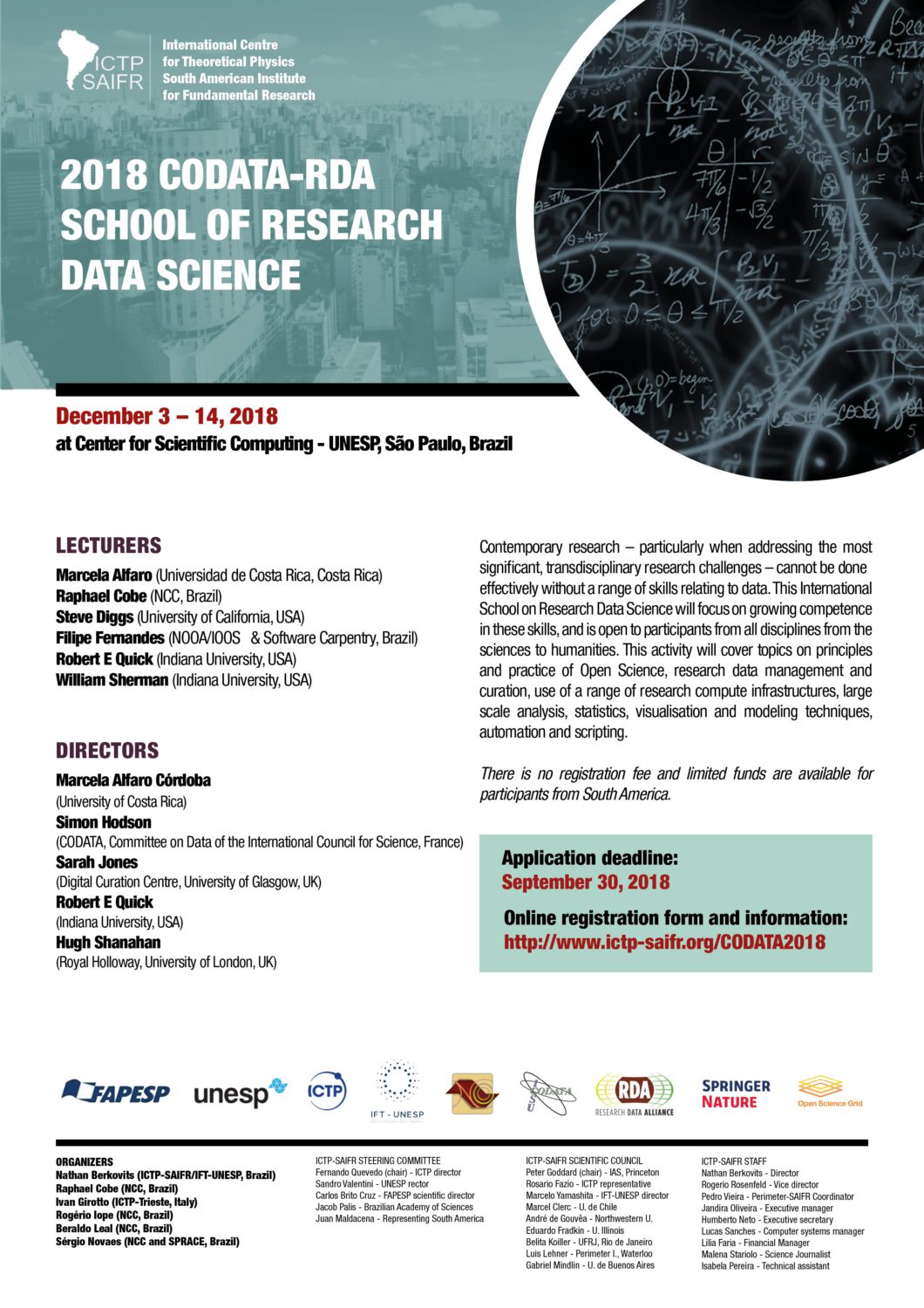 ICTP – SAIFR » 2018 CODATA-RDA School of Research Data Science