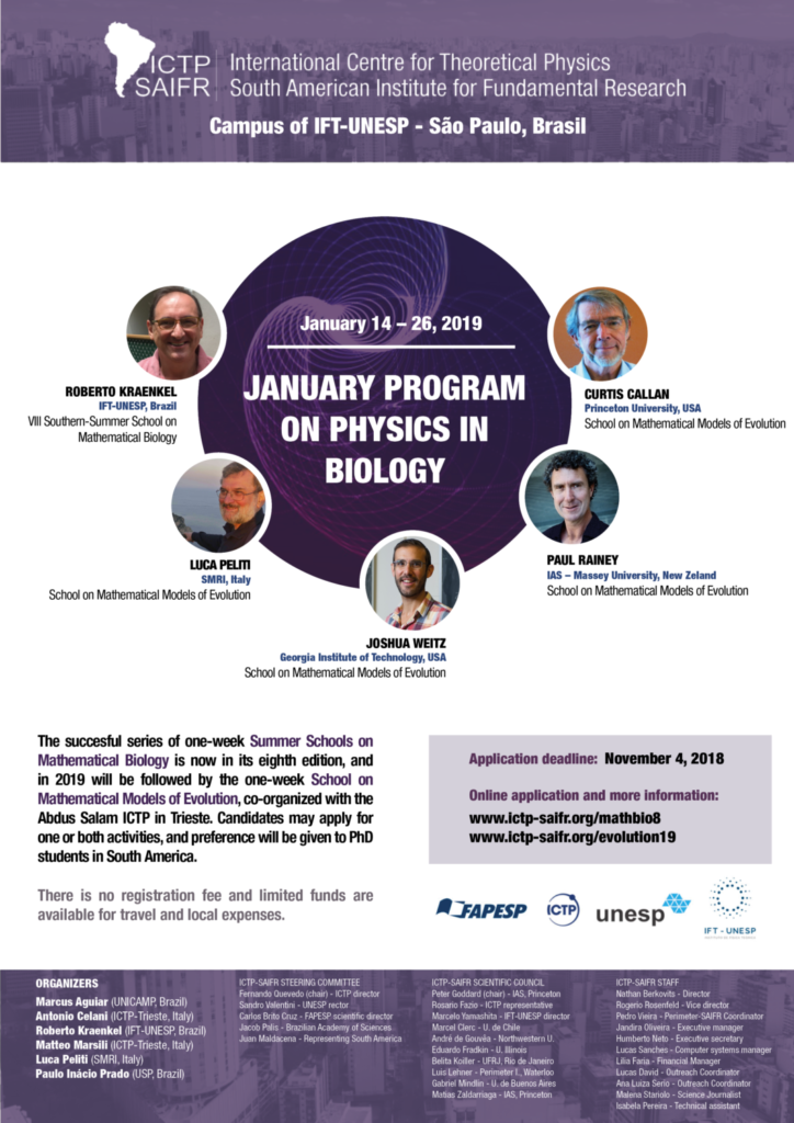 ICTP – SAIFR » Joint ICTP-SAIFR/ICTP-Trieste School on Mathematical Models of Evolution