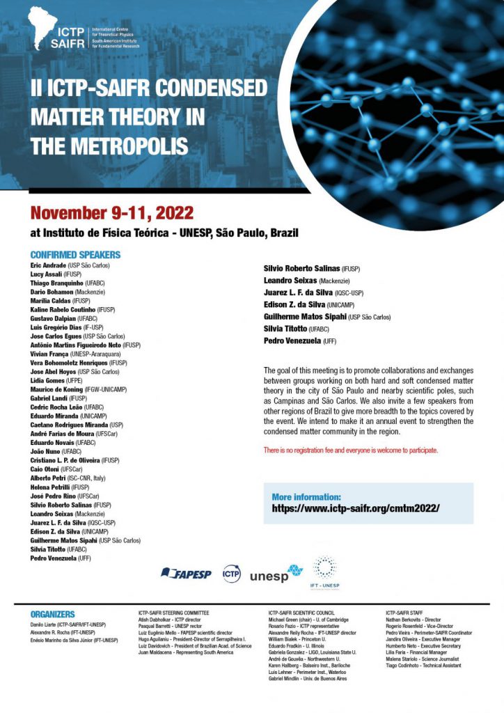 ICTP – SAIFR » II ICTP-SAIFR Condensed Matter Theory in the Metropolis