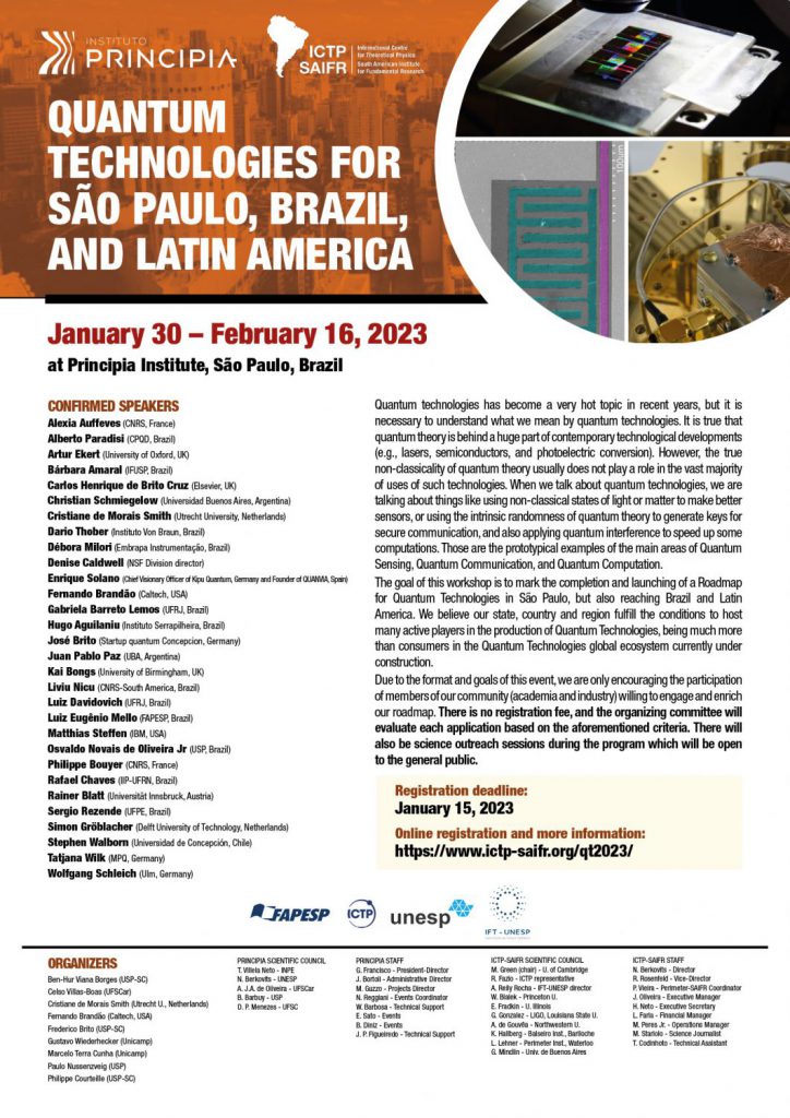 ICTP – SAIFR » Principia/SAIFR Symposium on Quantum Technologies for São Paulo, Brazil, and ...