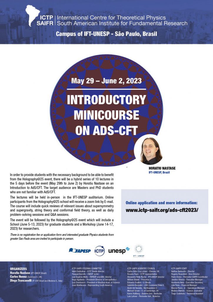 ICTP – SAIFR » Introductory Minicourse on AdS-CFT ICTP – SAIFR » Introductory Minicourse on AdS-CFT