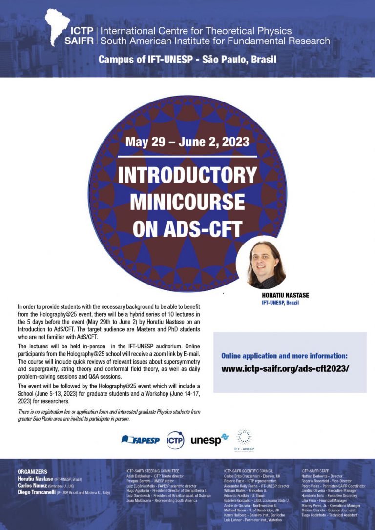 ICTP – SAIFR » Introductory Minicourse on AdS-CFT