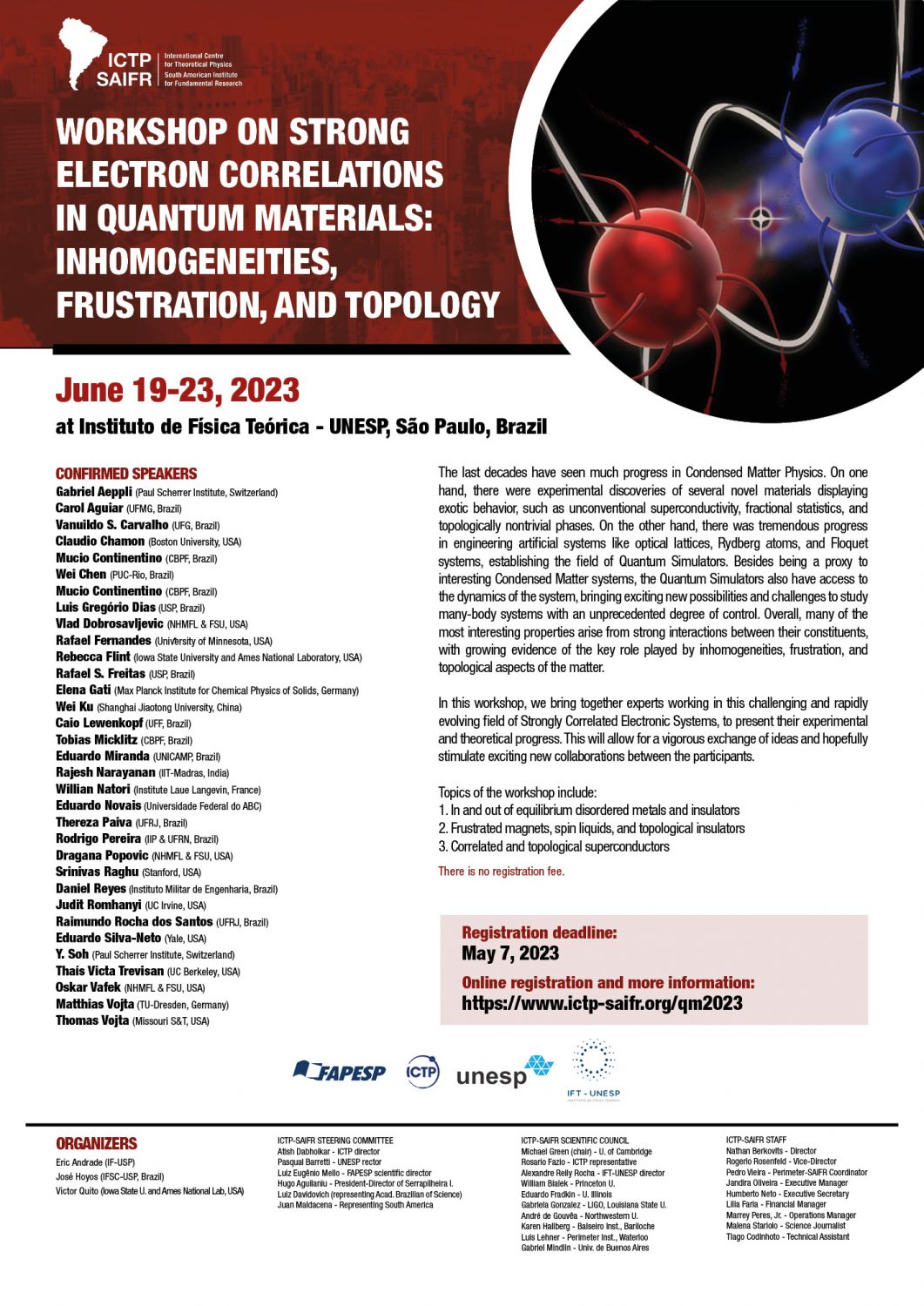 ICTP – SAIFR » Workshop on Strong Electron Correlations in Quantum Materials: Inhomogeneities ...