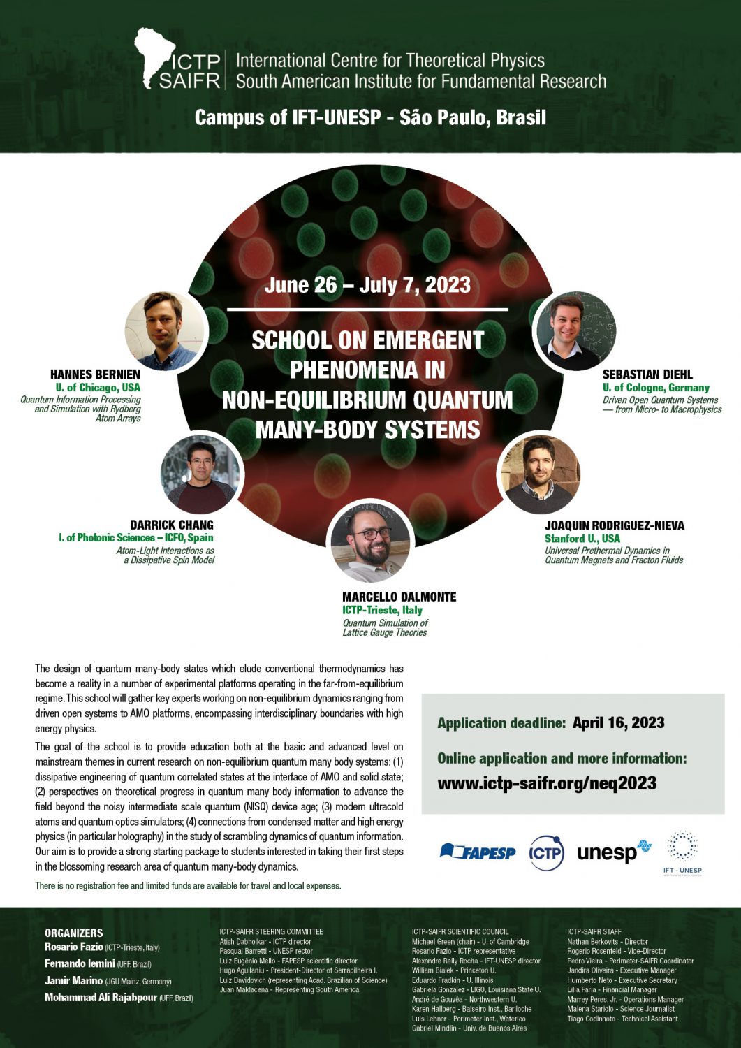 ICTP – SAIFR » School on Emergent Phenomena in Non-Equilibrium Quantum Many-Body Systems