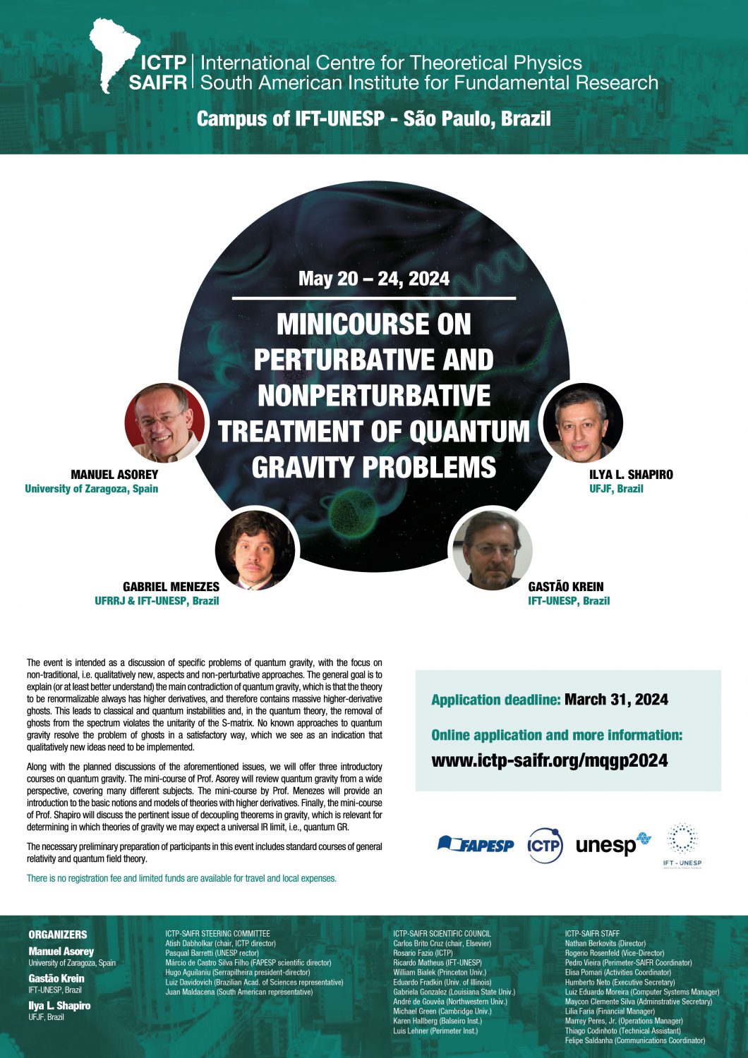 ICTP – SAIFR » Minicourse on perturbative and nonperturbative treatment of quantum gravity problems