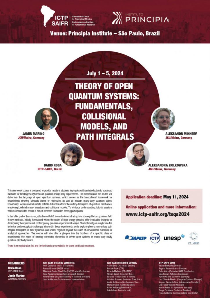 ICTP – SAIFR » Minicourse on open quantum systems: fundamentals, collisional models, and path ...