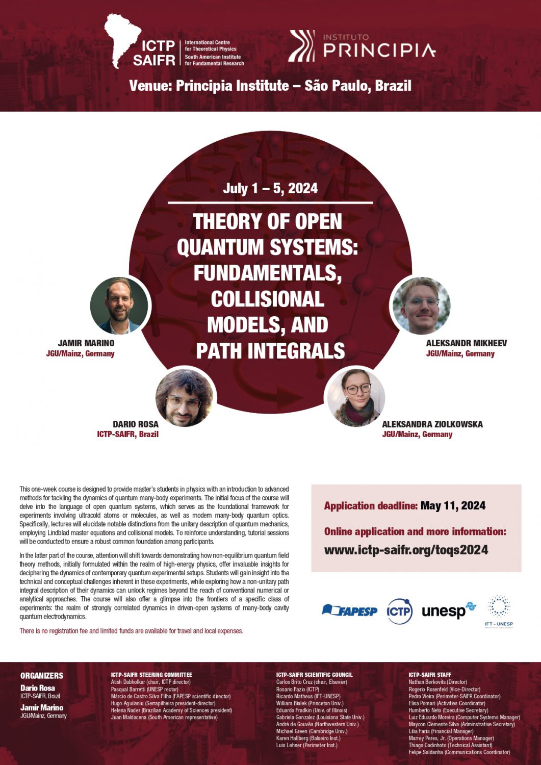 ICTP – SAIFR » Minicourse on open quantum systems: fundamentals ...