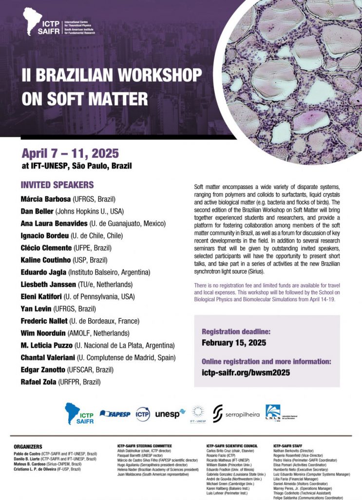 ICTP – SAIFR » II Brazilian Workshop on Soft Matter ICTP – SAIFR » II Brazilian Workshop on Soft Matter