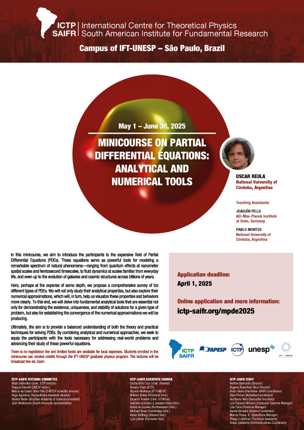 ICTP – SAIFR » Minicourse on Partial Differential Equations: Analytical and Numerical Tools