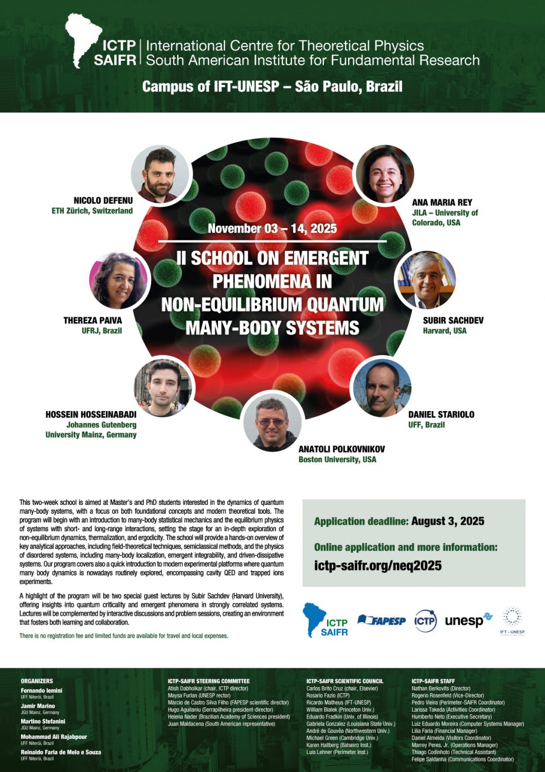 ICTP – SAIFR » II School on Emergent Phenomena in Non-Equilibrium Quantum Many-Body Systems